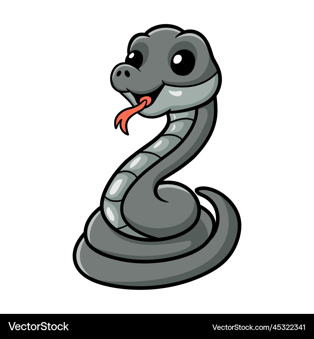 Cute black mamba snake cartoon Royalty Free Vector Image