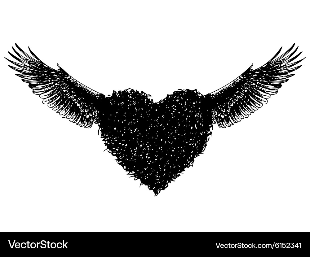 Heart and angle wing Royalty Free Vector Image