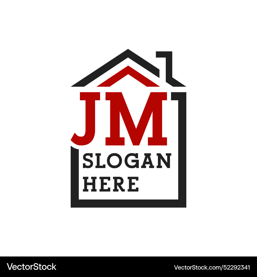 Initial jm house logo for roofing letter real Vector Image