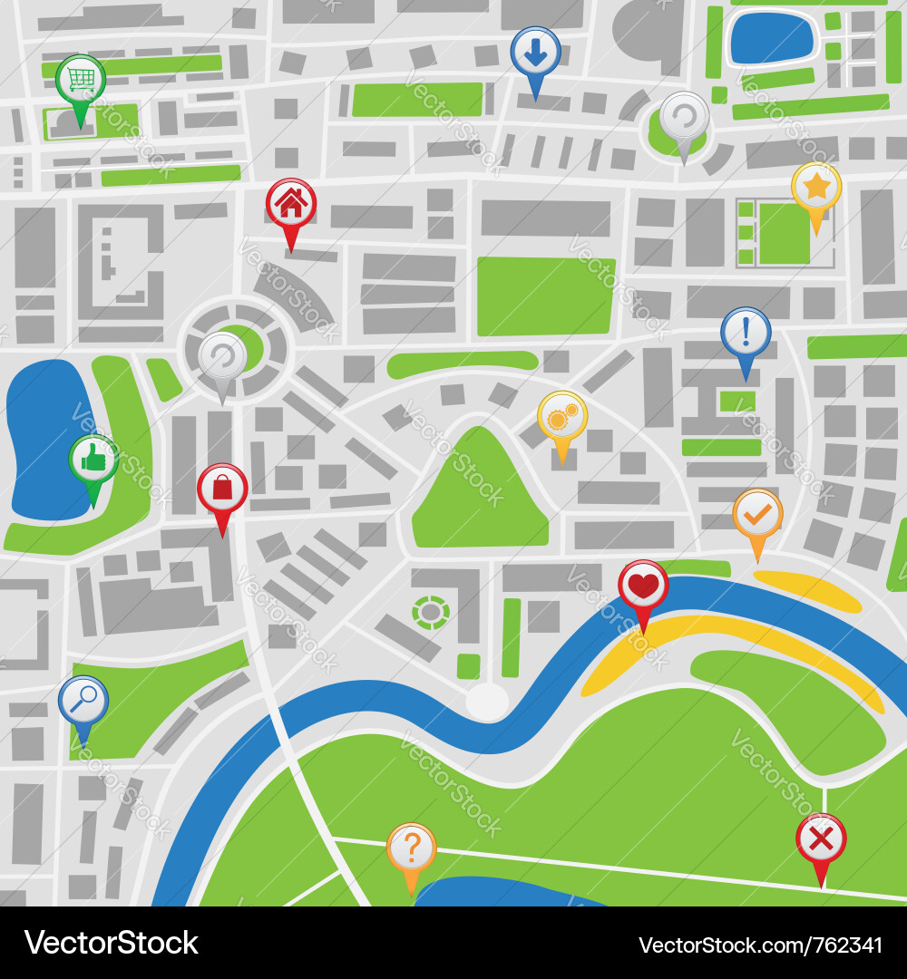 Map with pointers Royalty Free Vector Image - VectorStock