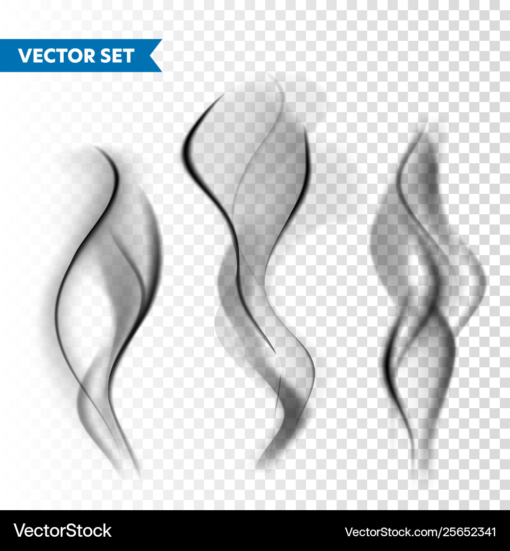 Realistic cigarette smoke set isolated Royalty Free Vector