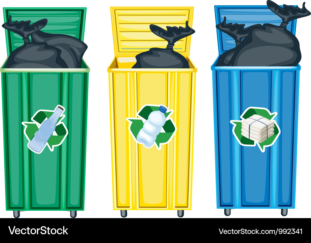 Recycling dustbins Royalty Free Vector Image - VectorStock