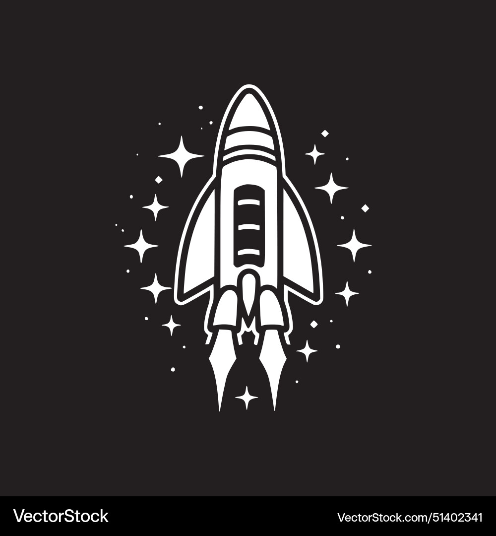 Rocket - black and white Royalty Free Vector Image