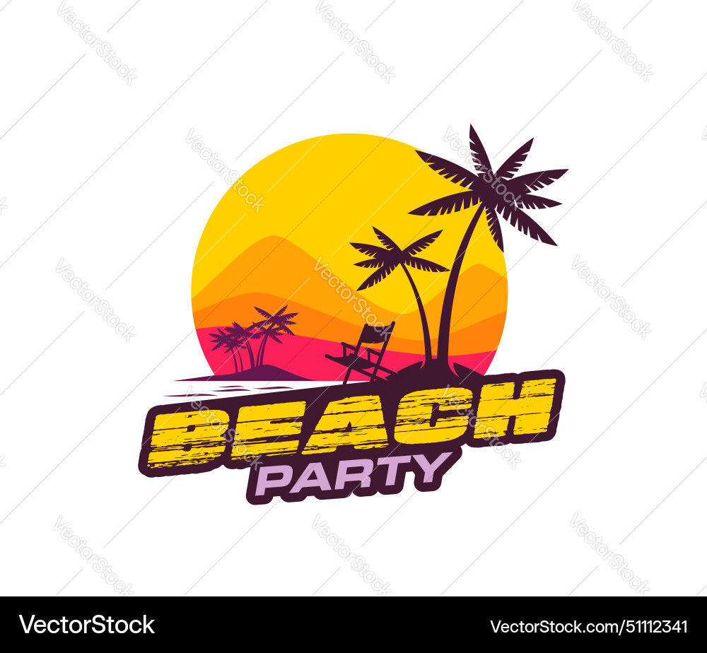 Summer tropical beach party icon palm tree resort Vector Image