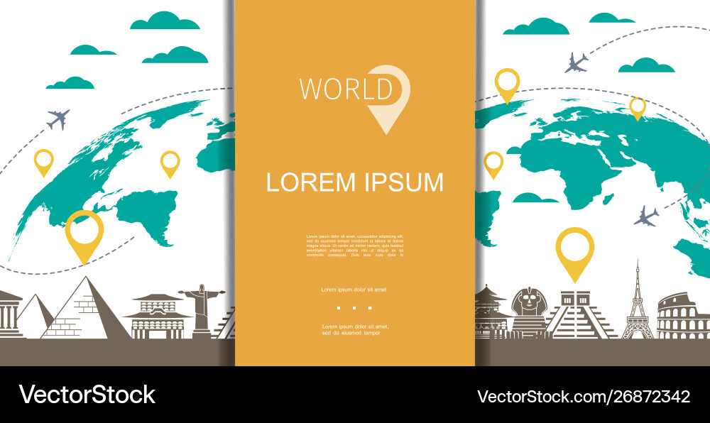 Flat travel and tourism concept Royalty Free Vector Image