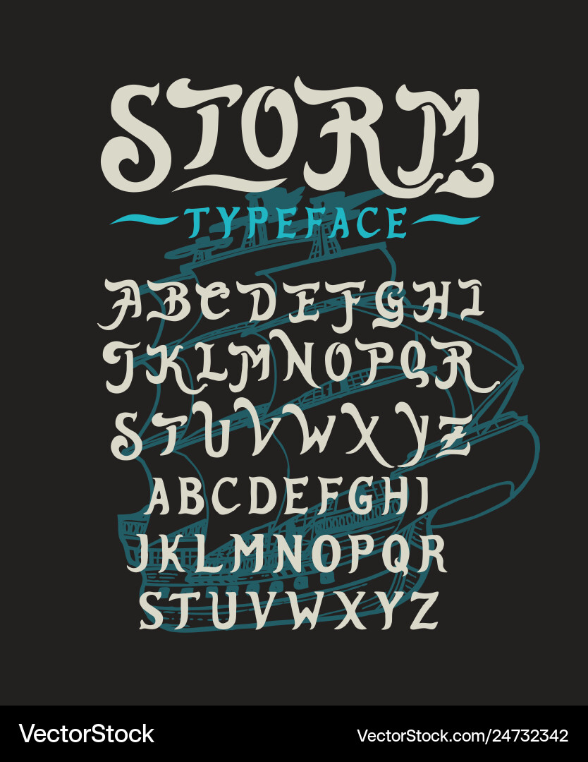 Font storm hand Royalty Free Vector Image - VectorStock