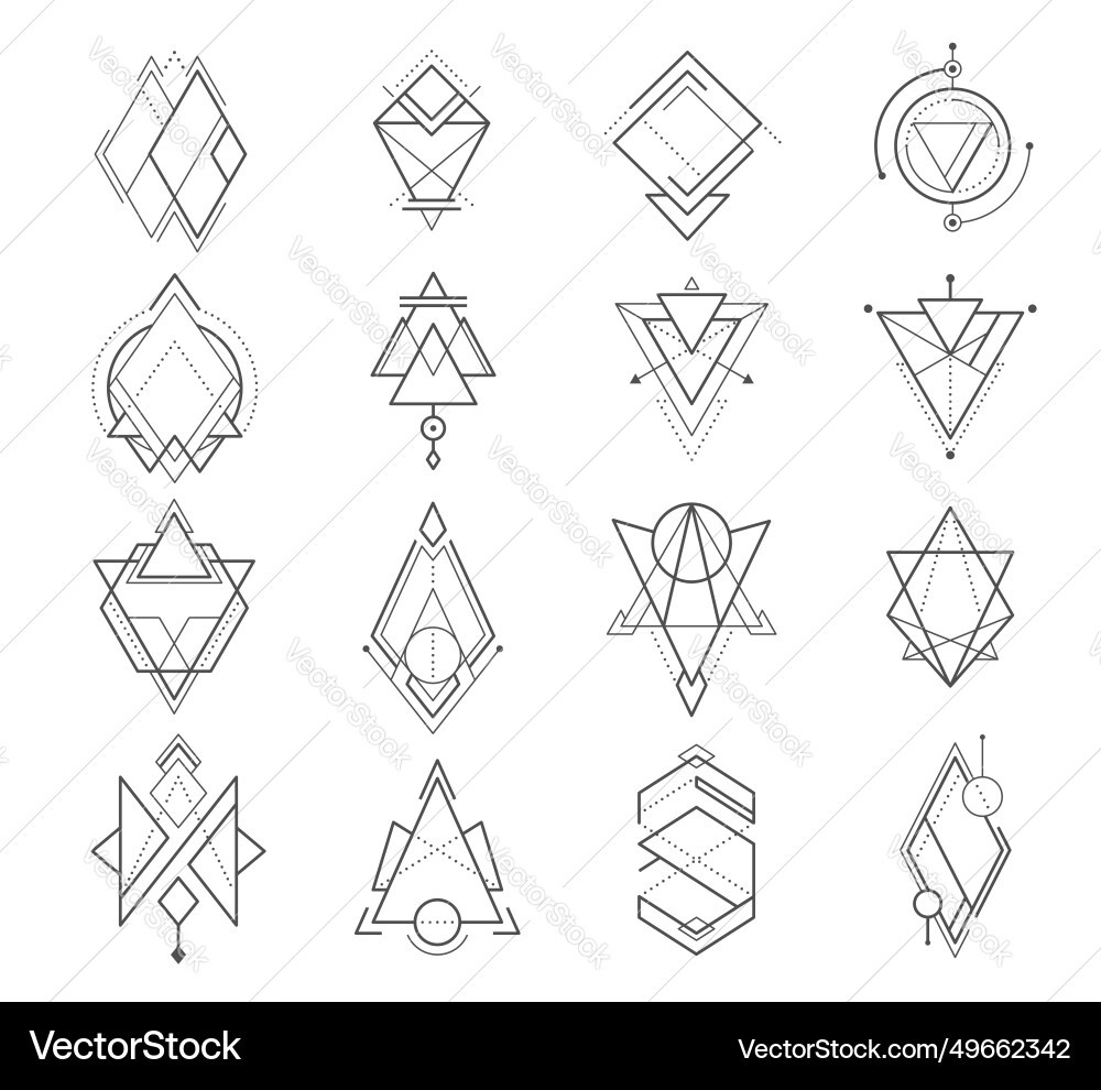 Geometric boho tattoo linear symbols sacred signs Vector Image