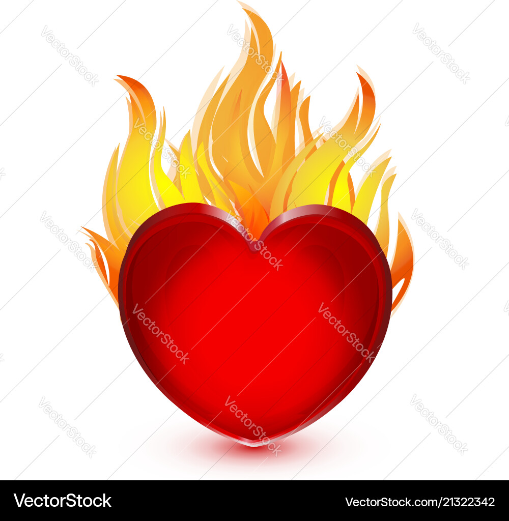 Flame Heart Logo Heart With Fire Flames Love Symbol Valentines Day