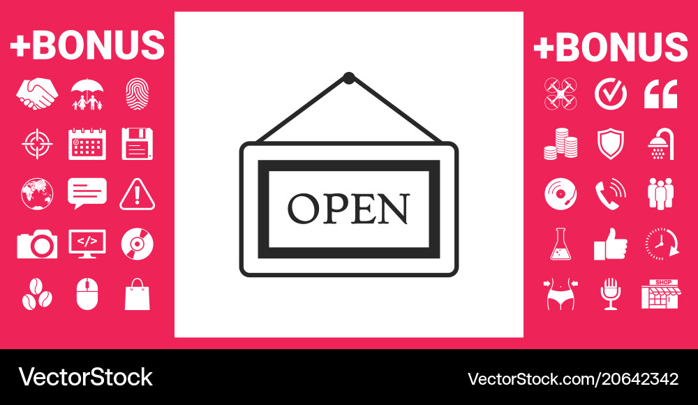 Information plate with open sign board hanging Vector Image