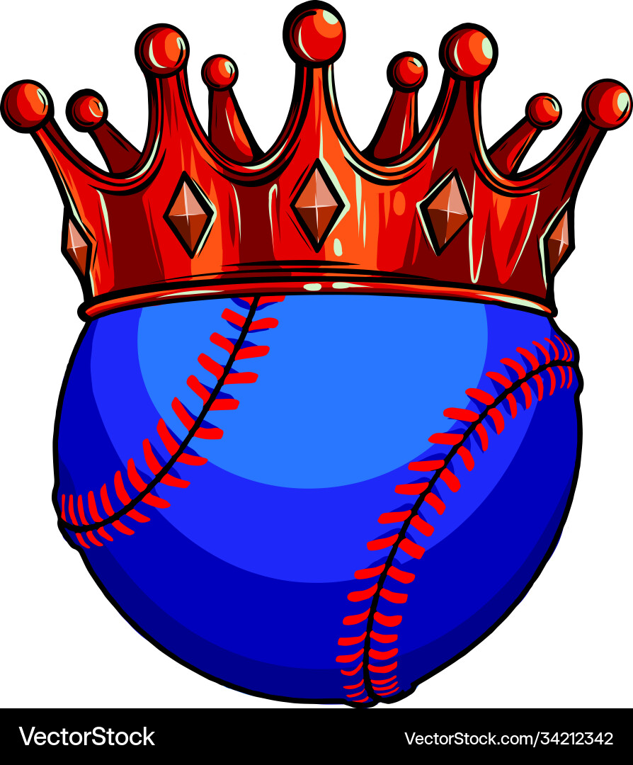 King baseball concept a ball wearing Royalty Free Vector