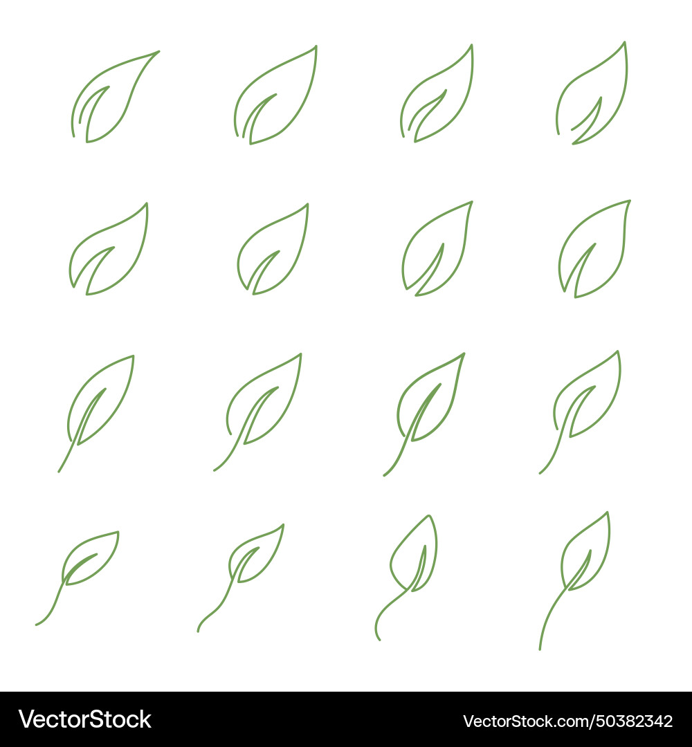 Leaf icon set ecology nature element green leafs Vector Image