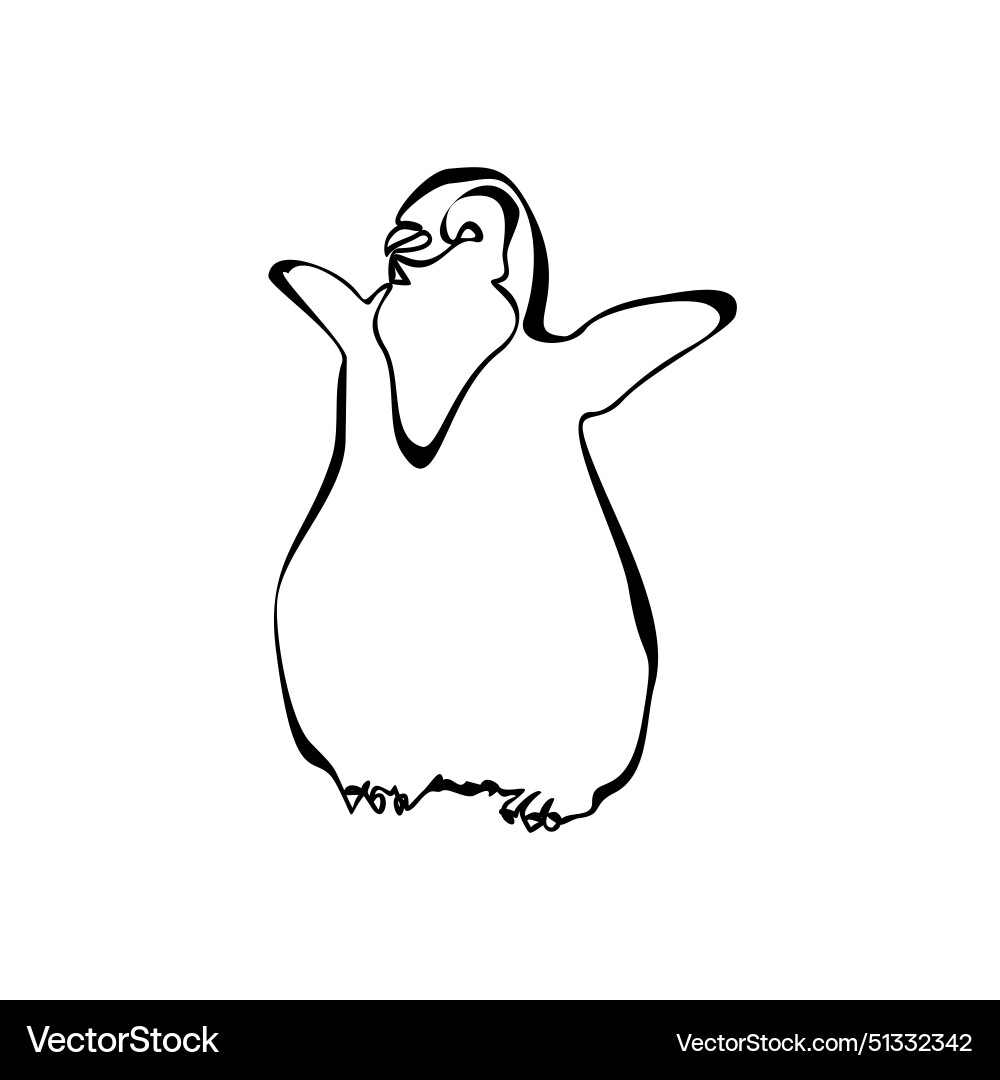 Penguin line art one continuous Royalty Free Vector Image