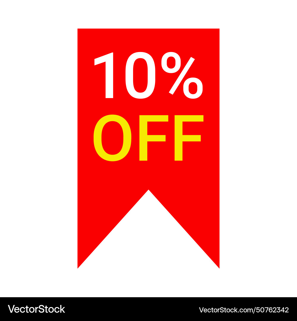 Red 10 percent discount label on white background Vector Image