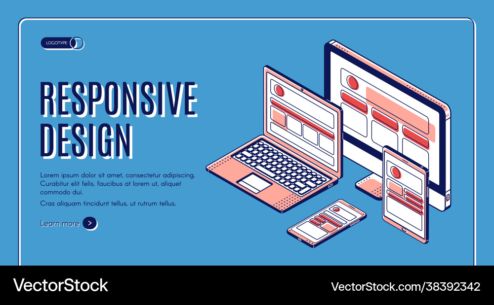 Responsive design landing page construction banner