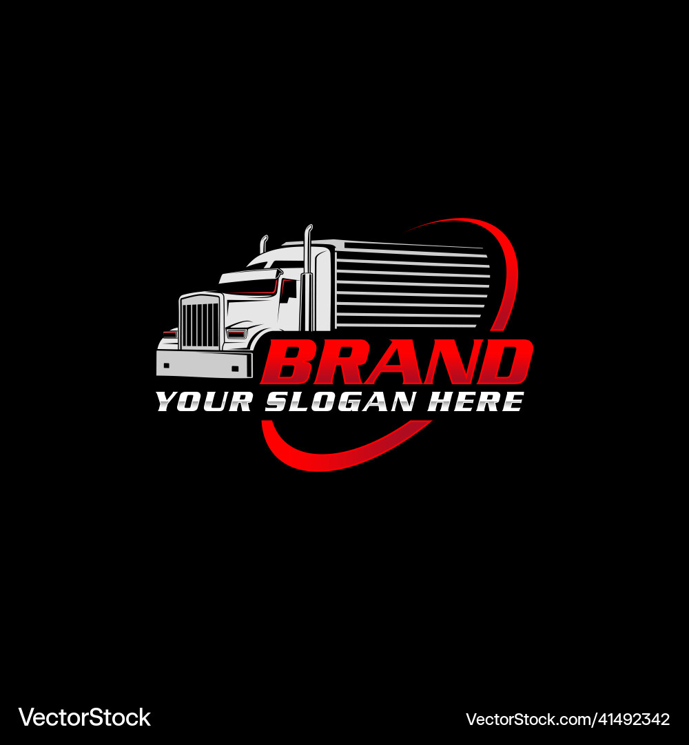 Semi truck trailer logo Royalty Free Vector Image