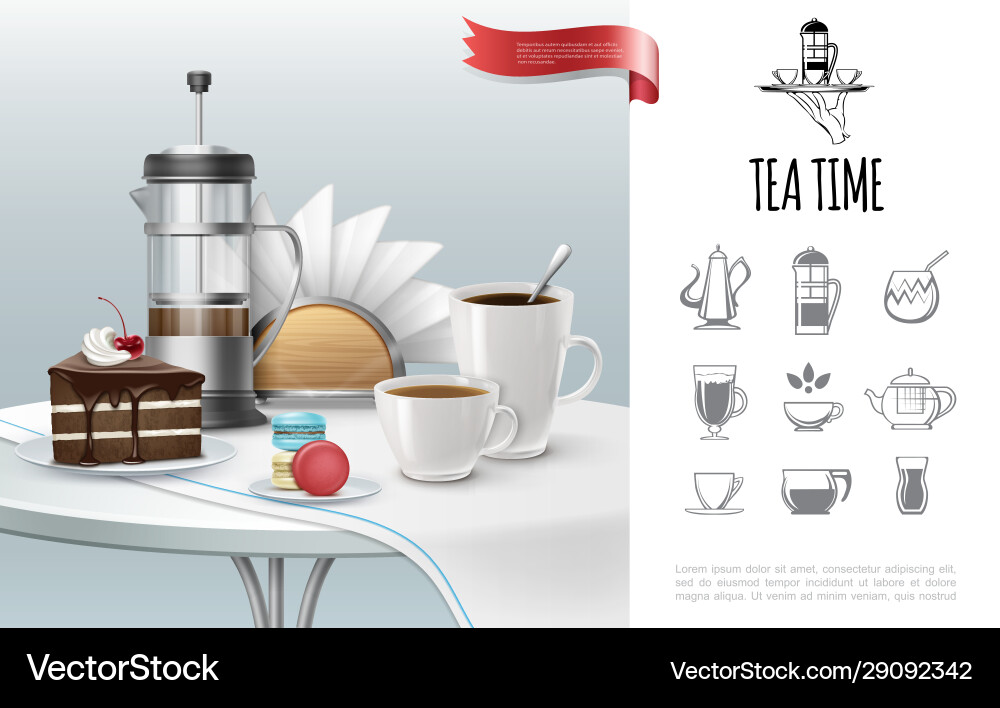 Tea time concept Royalty Free Vector Image - VectorStock