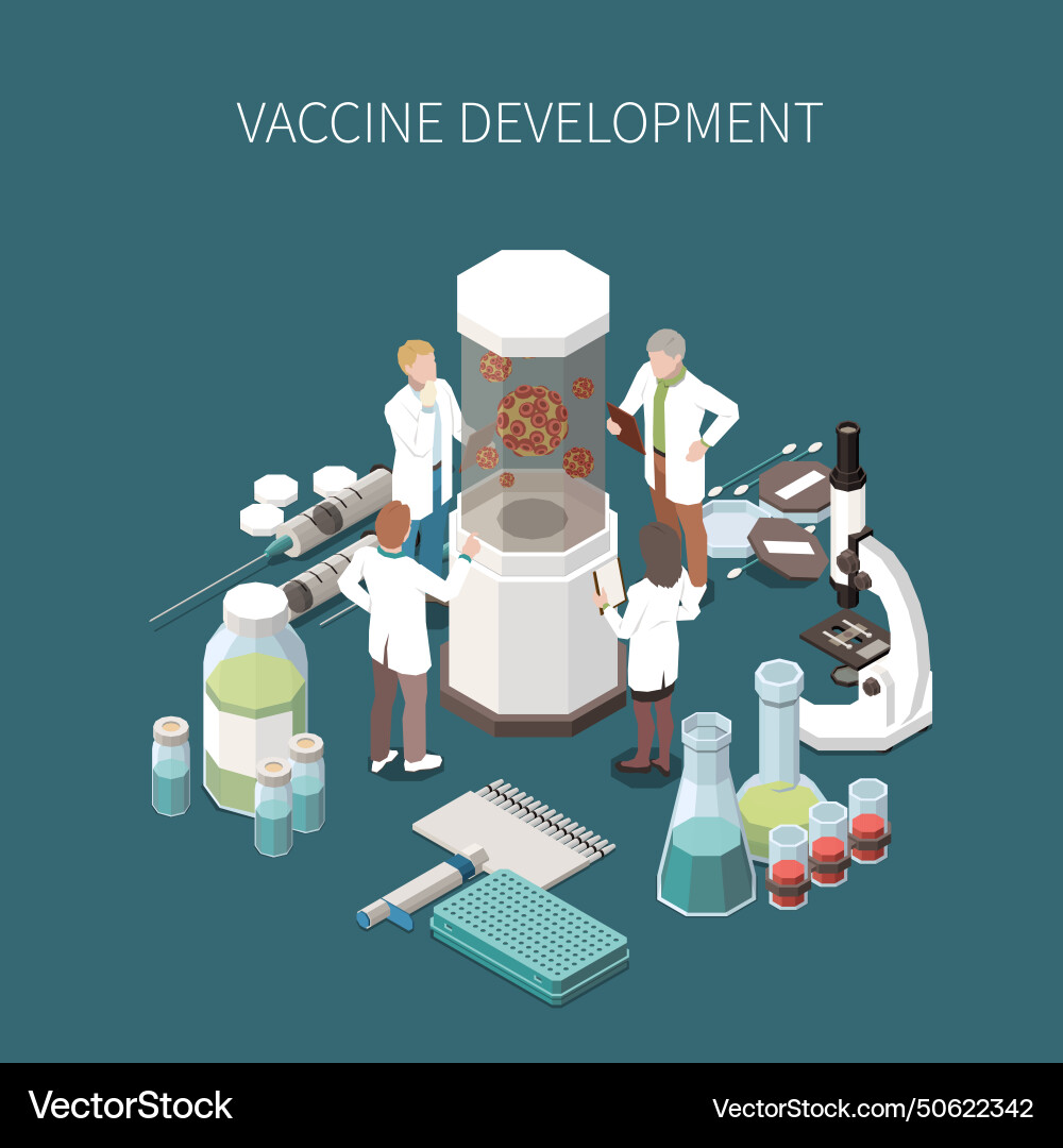 Vaccine development design concept Royalty Free Vector Image