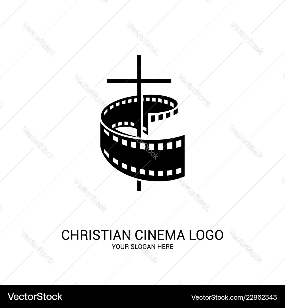 Christian cinema logo Royalty Free Vector Image