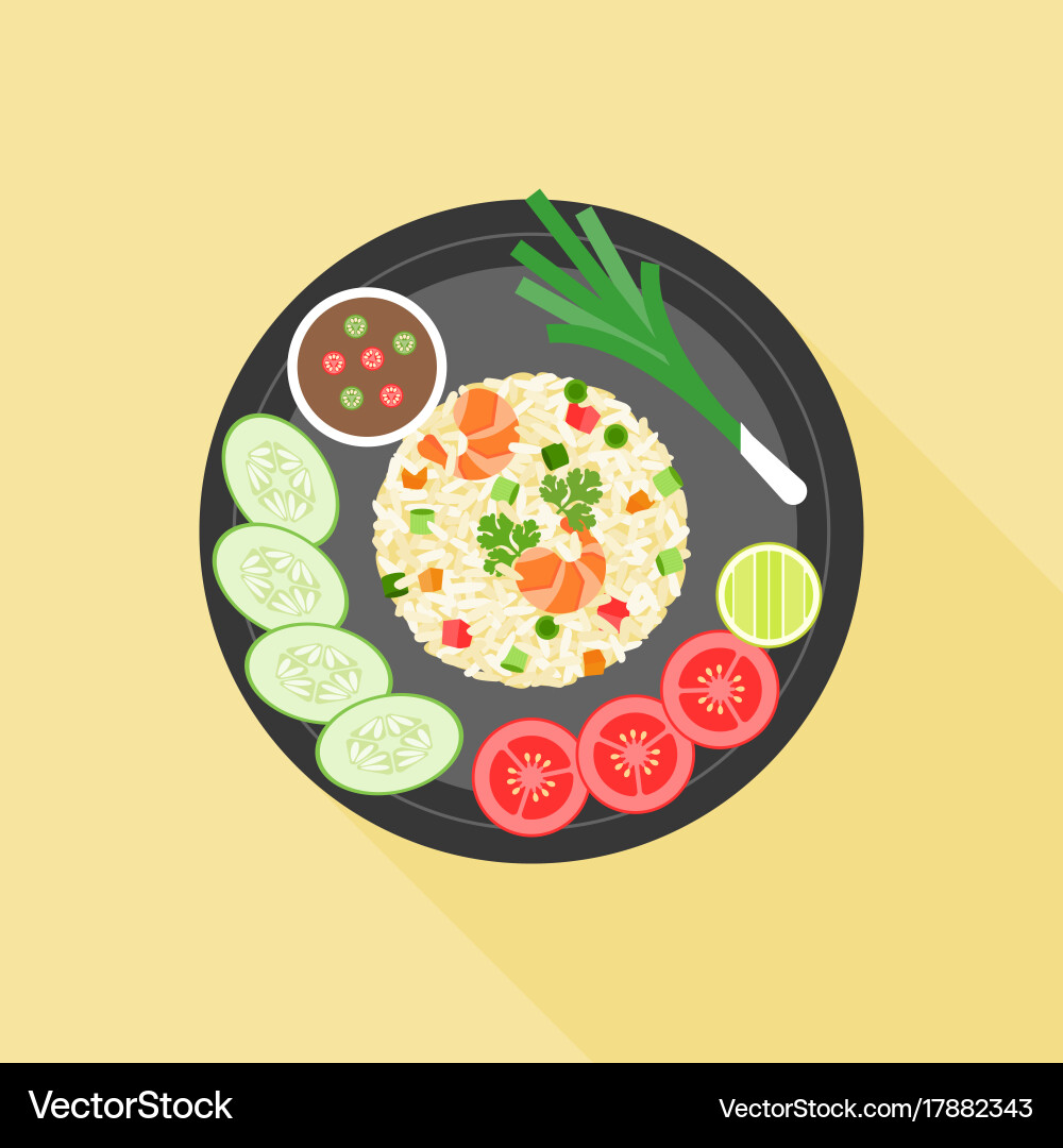 Fried rice in thai style Royalty Free Vector Image
