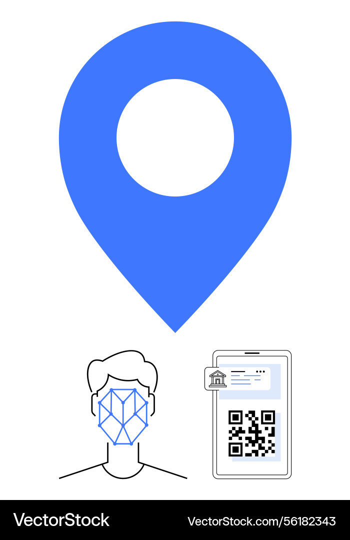 Geolocation facial recognition and digital Vector Image