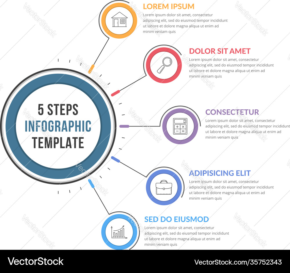 Infographic template with five steps Royalty Free Vector
