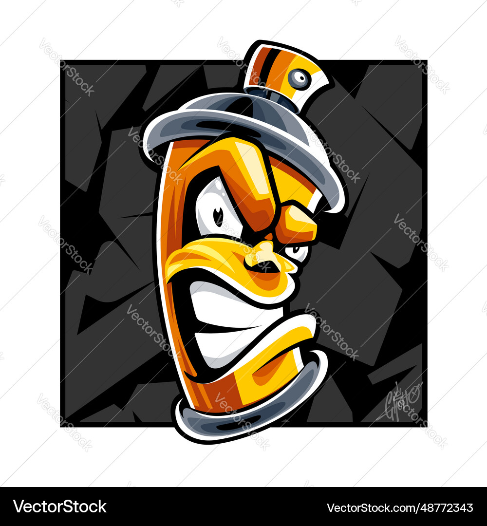 Mad Graffiti Spray Can Character Royalty Free Vector Image