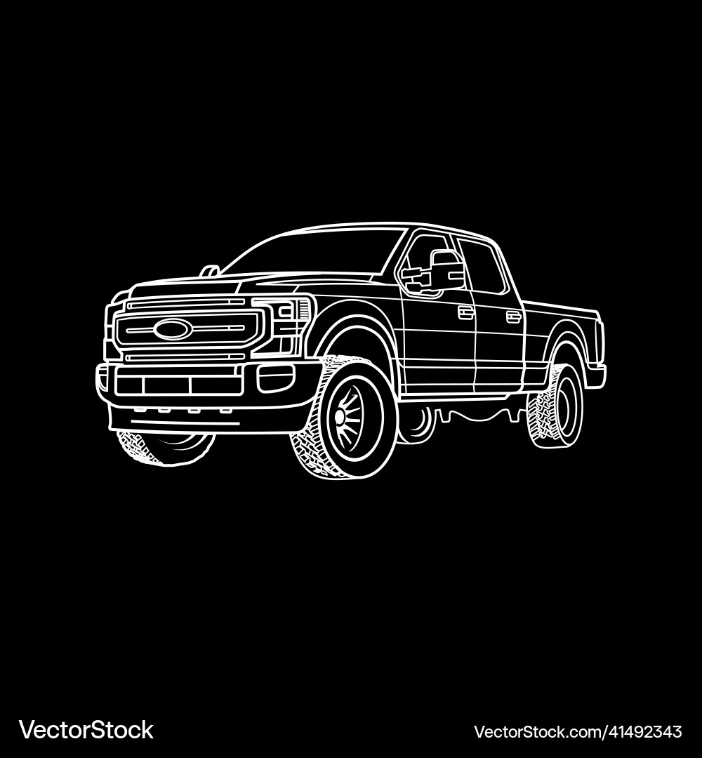 Pickup truck outline Royalty Free Vector Image