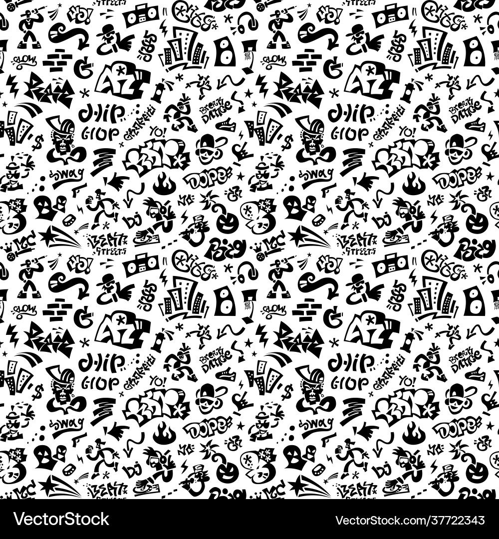 Rap music hip hop seamless background Royalty Free Vector