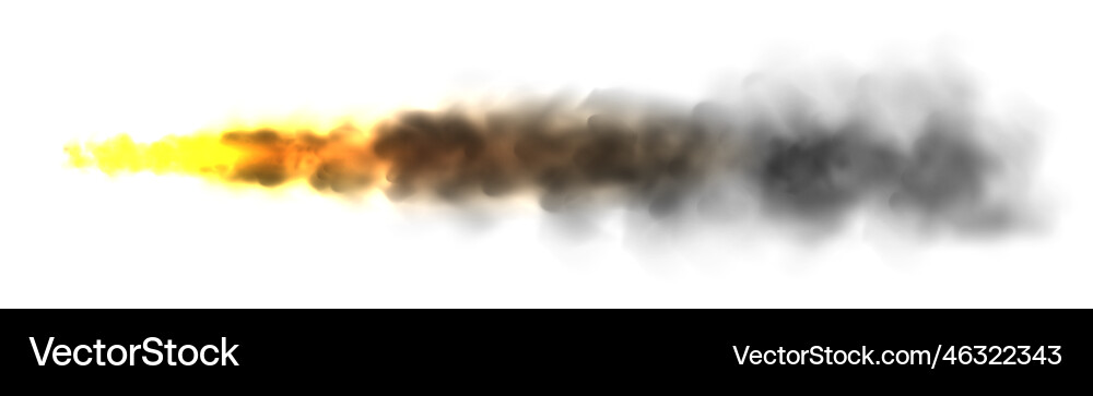 Realistic black smoke with fire space rocket Vector Image