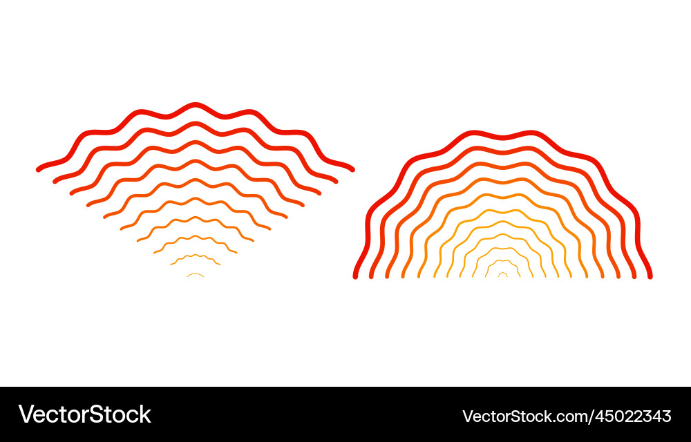 Red rippled wave signals sonar or sound wavy Vector Image
