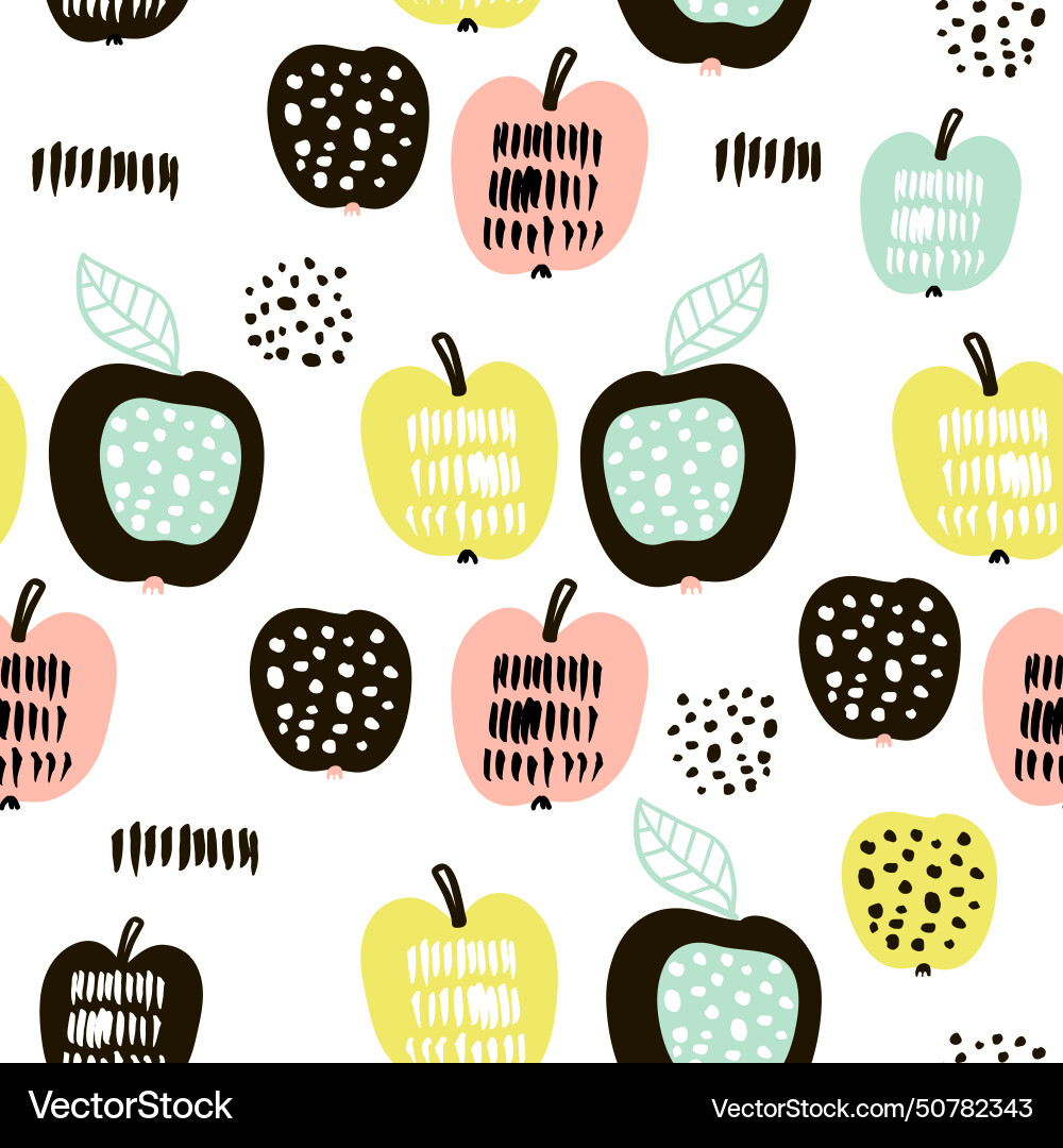 Seamless pattern with creative modern fruits hand Vector Image