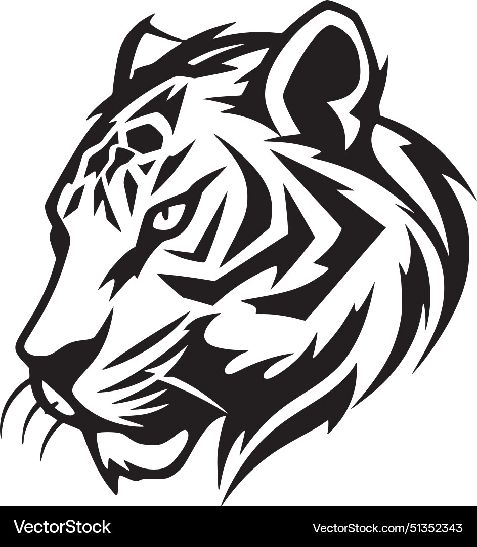 Tiger - black and white Royalty Free Vector Image