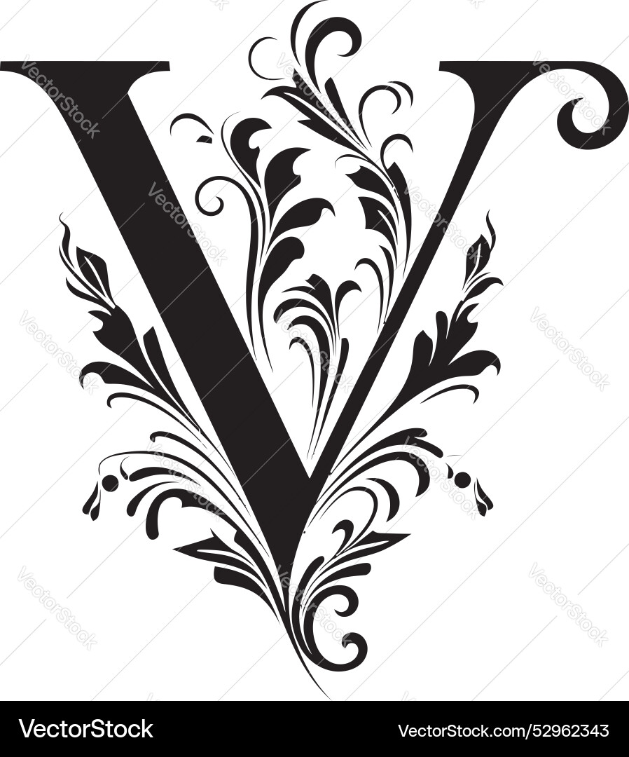 Vortex symphony dynamic letter v vivid aura Vector Image