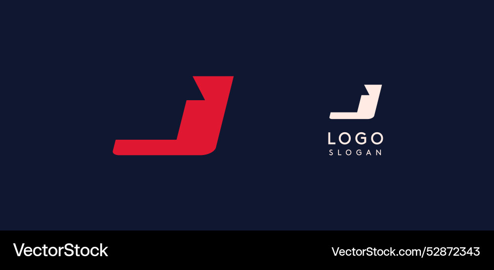 Wide bold red letter j modern dynamic logo Vector Image