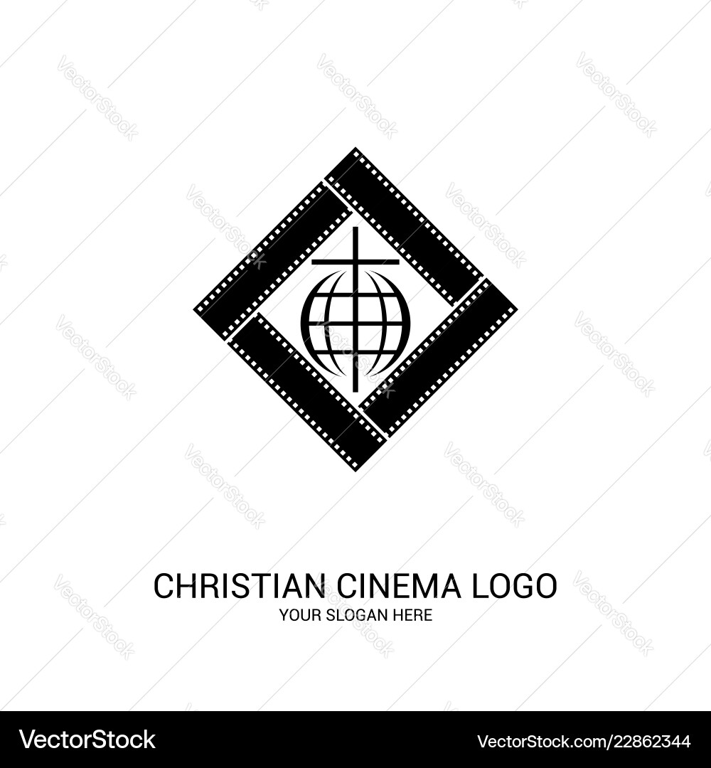 Christian cinema logo Royalty Free Vector Image