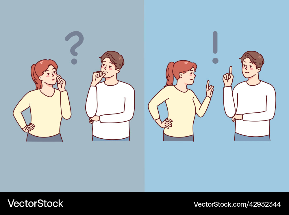 Couple Problem Solving - Thinking Together Vector Image