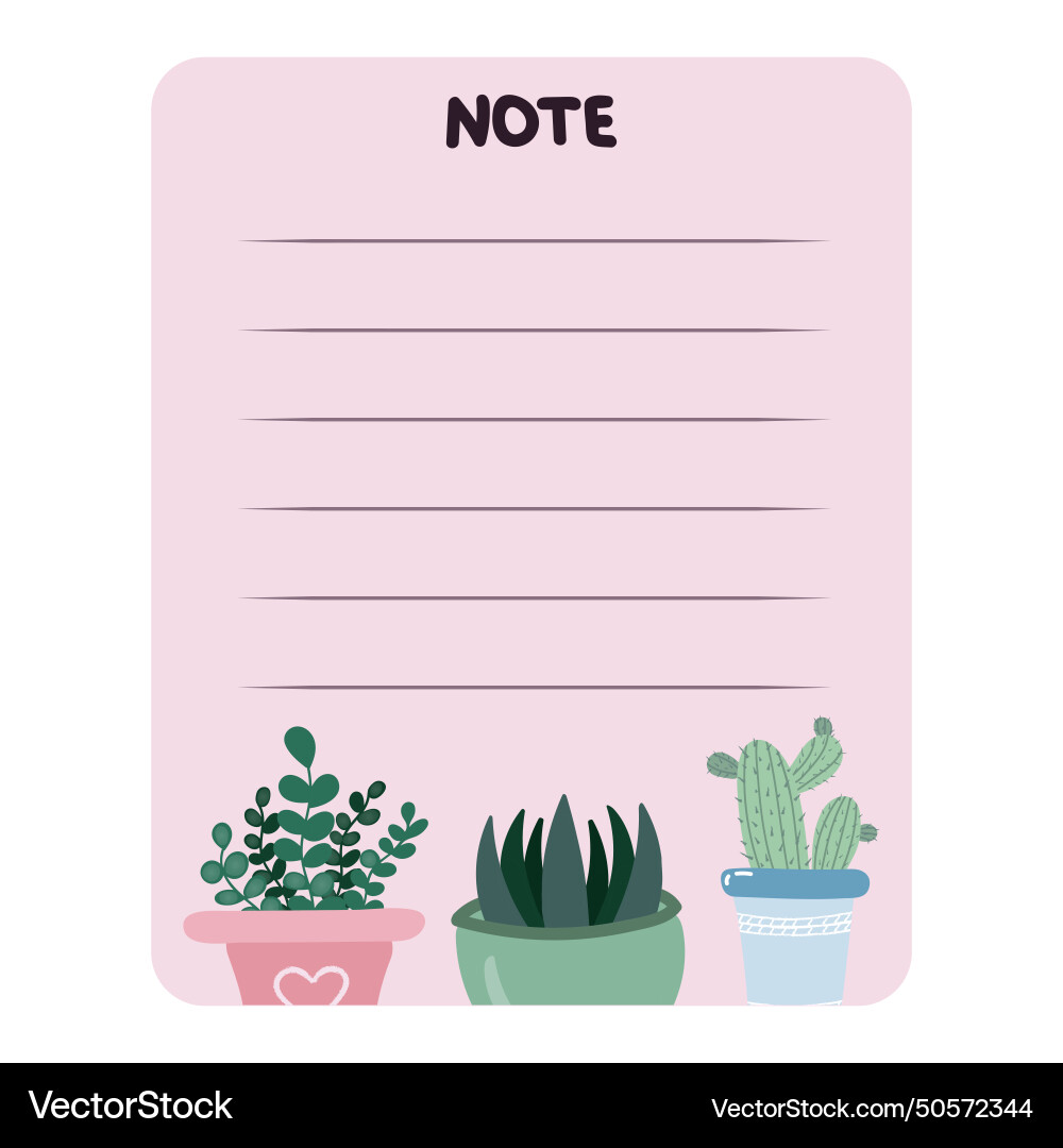 Cute planner template for notes Royalty Free Vector Image