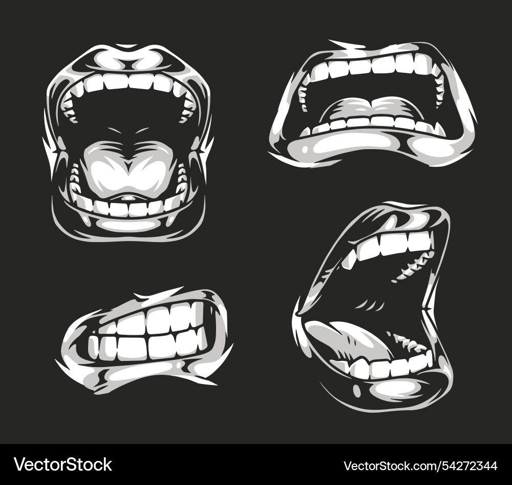 Dramatic Open Mouth Expressions Royalty Free Vector Image