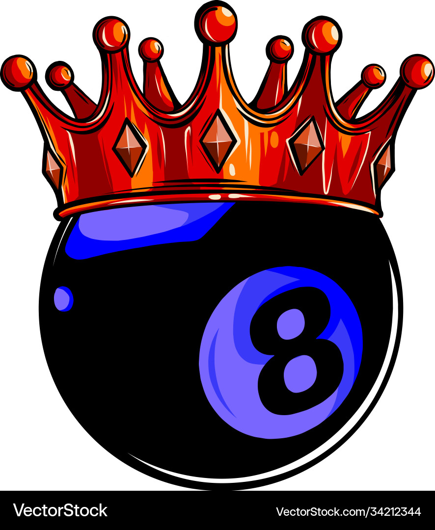 Gold crown on a billiard ball isolated white Vector Image