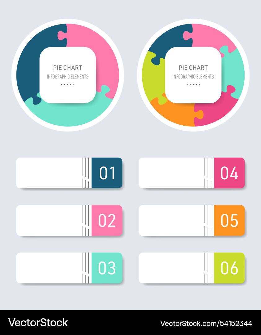 Infographic puzzle pie chart six options Vector Image Infographic puzzle pie chart six options Vector Image