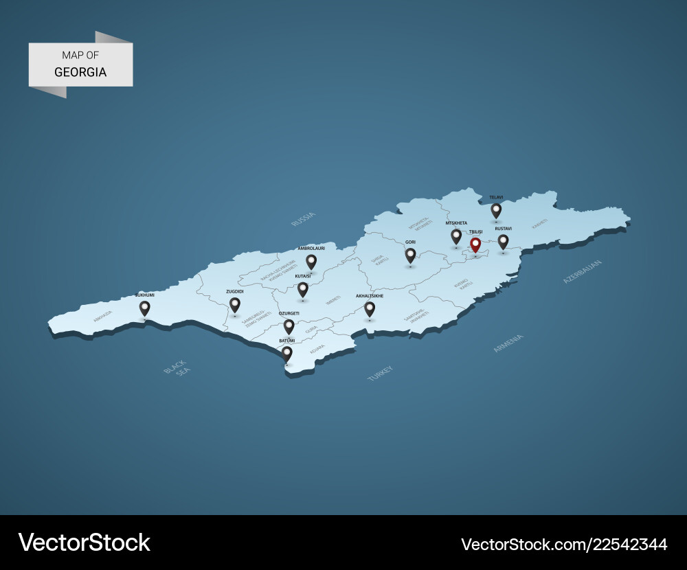 Isometric 3d georgia map concept Royalty Free Vector Image
