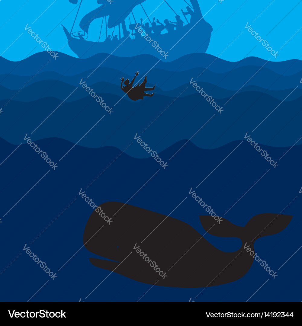 Jonah and the Great Fish Royalty Free Vector Image