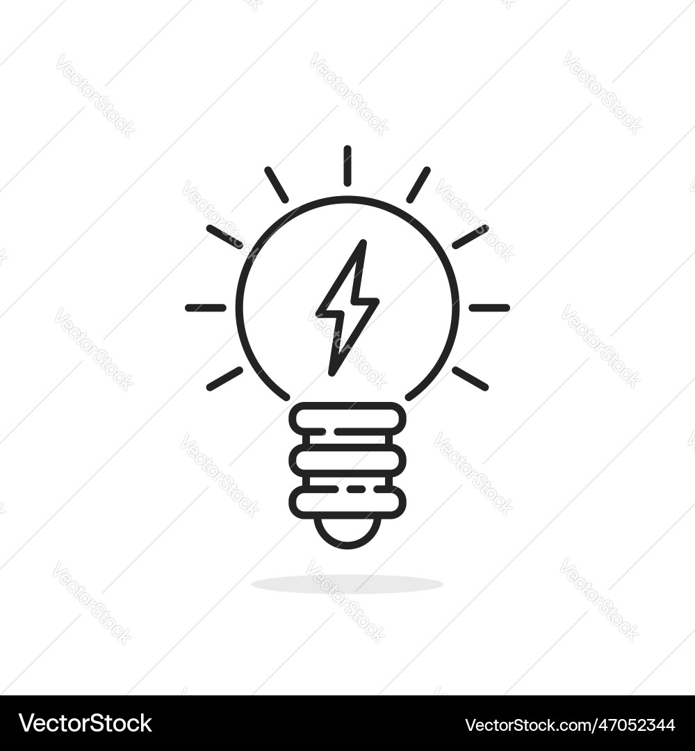 Light bulb icon with thin line lightning bolt Vector Image