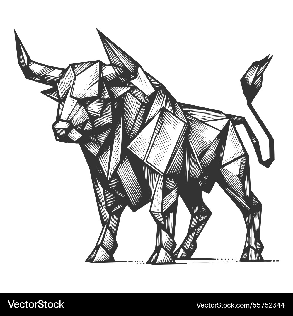 Origami paper geometric bull Royalty Free Vector Image