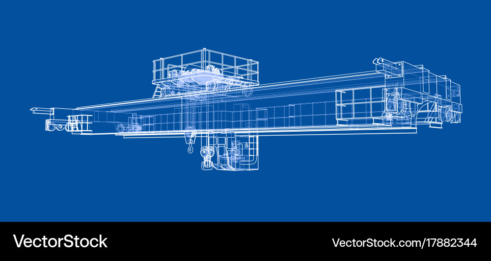 Overhead crane sketch Royalty Free Vector Image