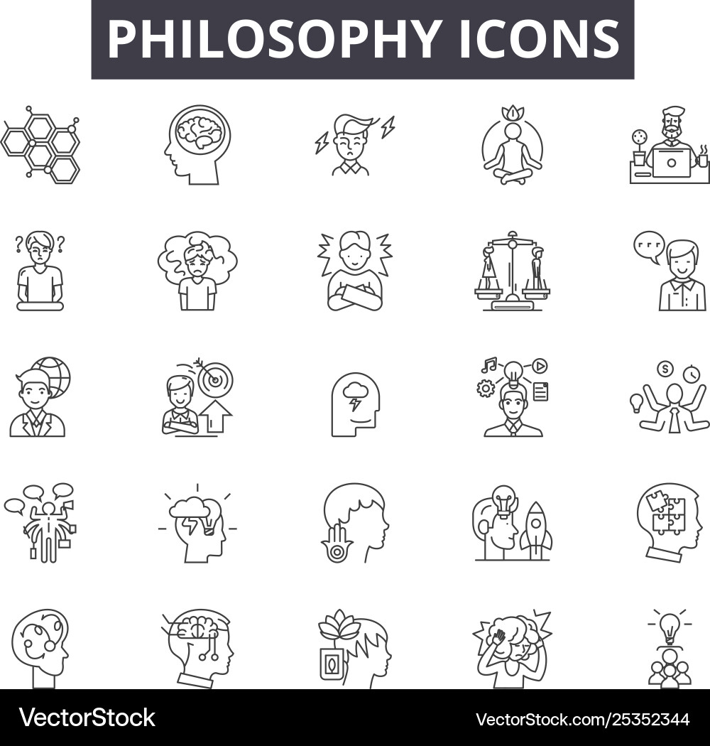 Philosophy line icons signs set linear Royalty Free Vector