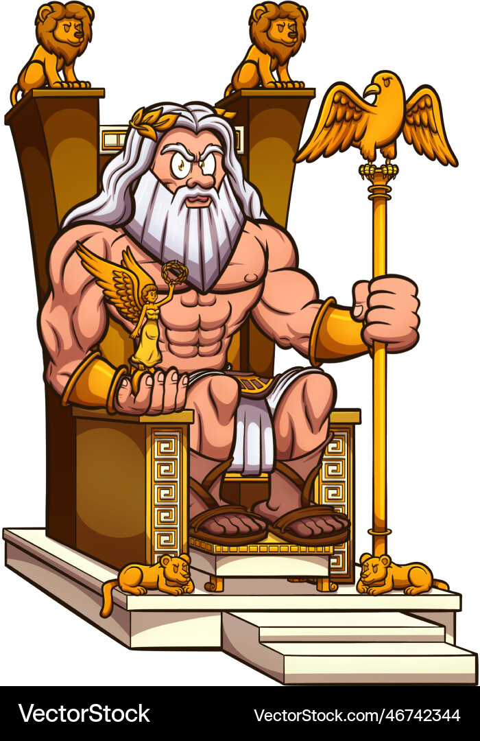 Zeus sitting on throne Royalty Free Vector Image