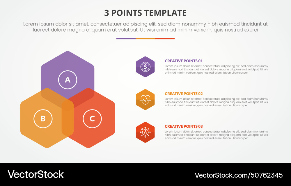 3 points stage template infographic concept Vector Image