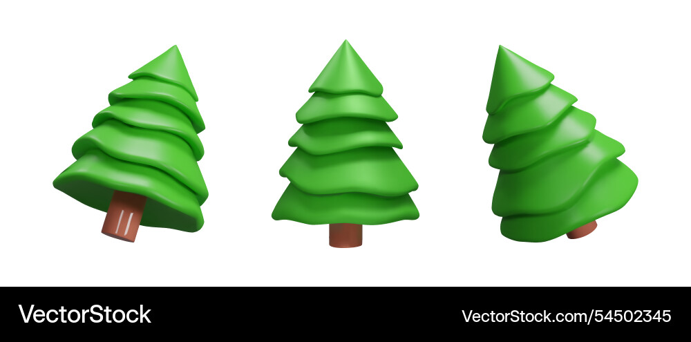 3d render christmas tree set Royalty Free Vector Image