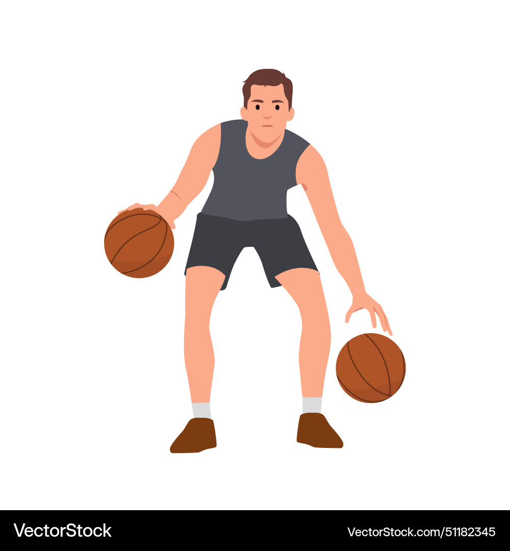 Basketball player bouncing two balls Royalty Free Vector